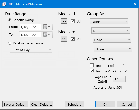 UDS - Medicaid/Medicare Report